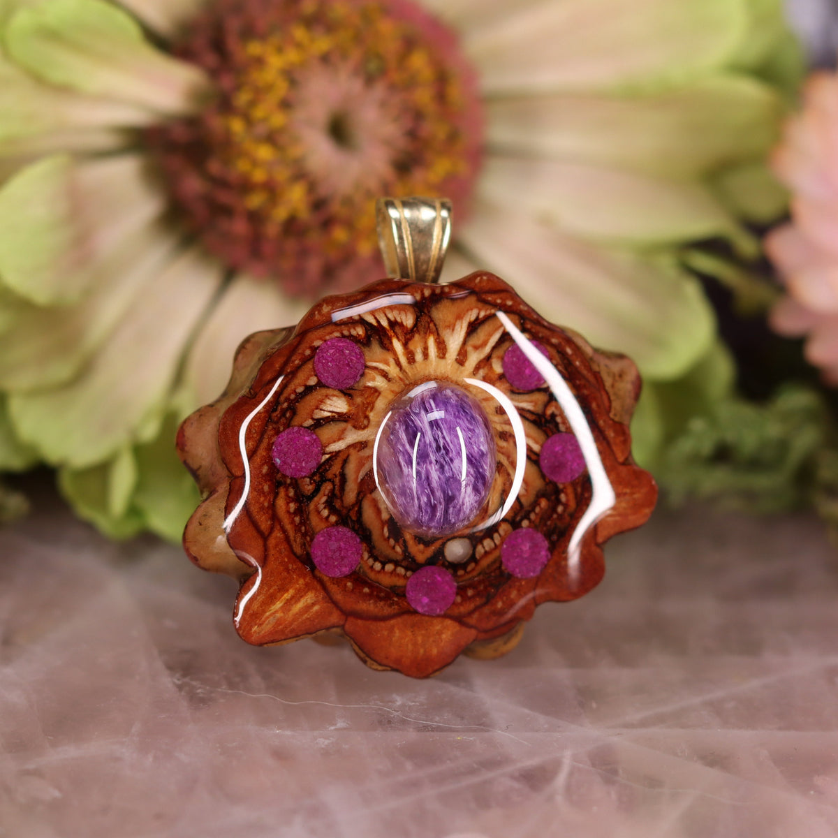 Charoite with Multi-Glow – Third Eye Pinecones