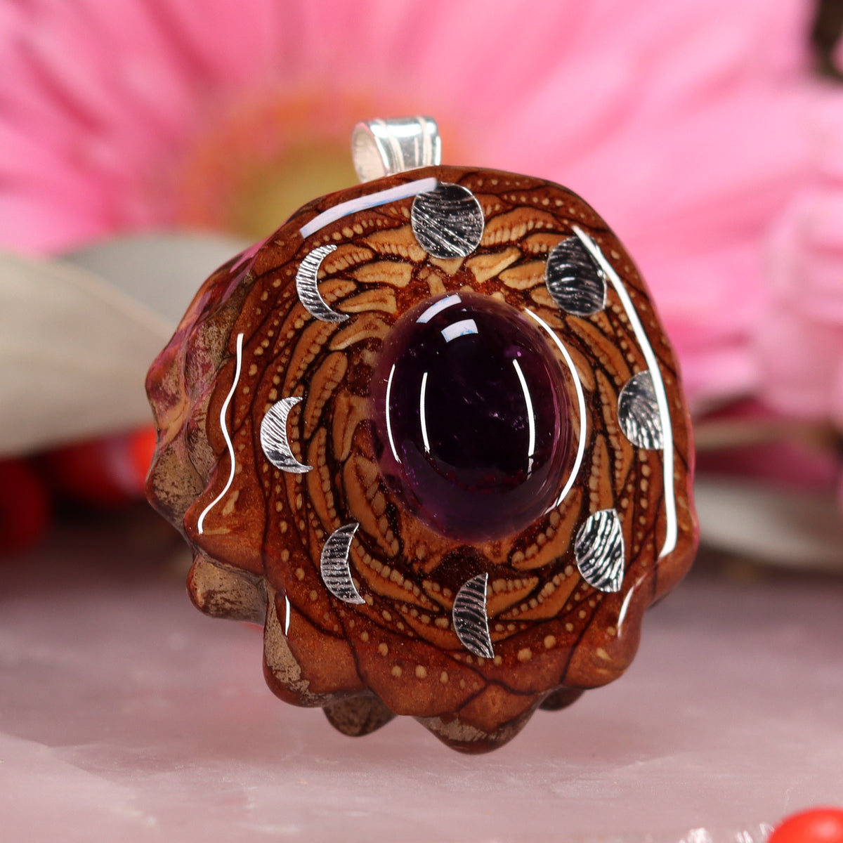 Amethyst with Silver Moon Cycle – Third Eye Pinecones