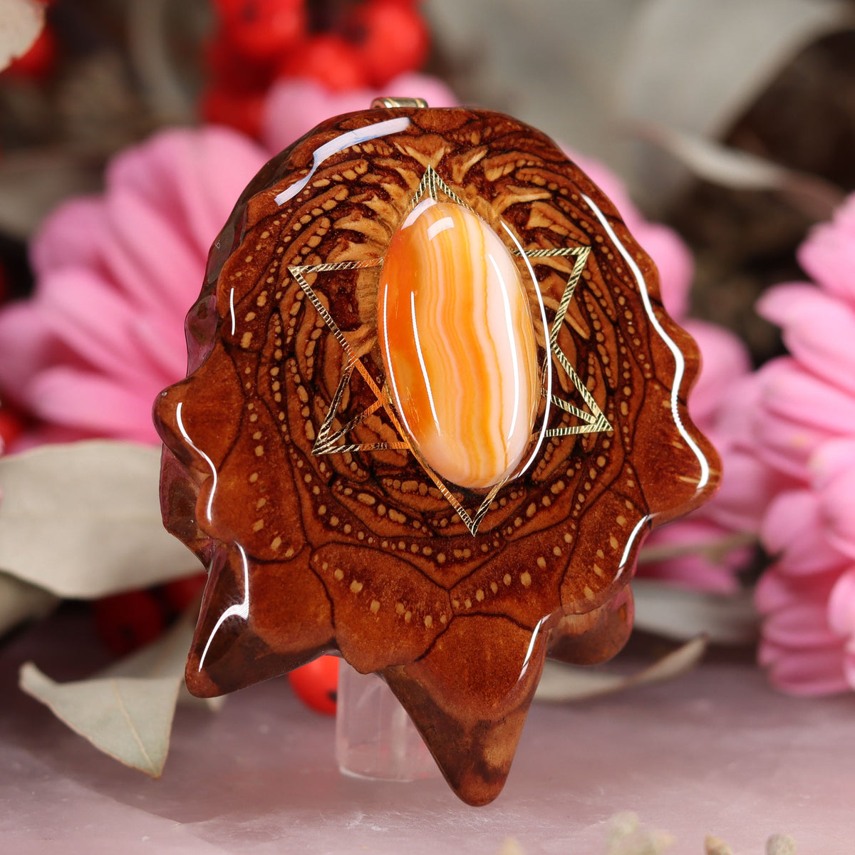 Carnelian with Gold Merkaba – Third Eye Pinecones