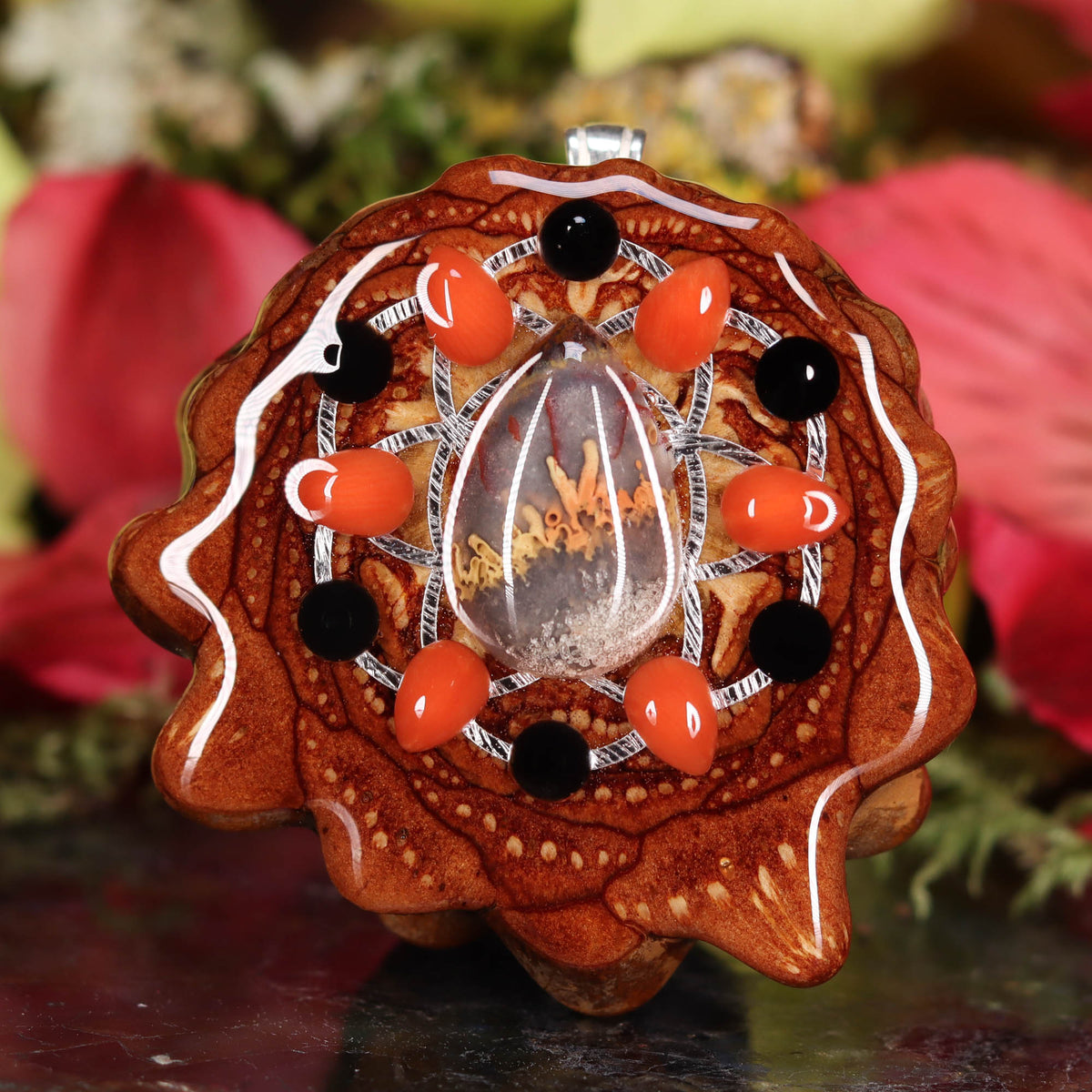 Plum Agate with Silver Seed of Life Multi-Stone – Third Eye Pinecones