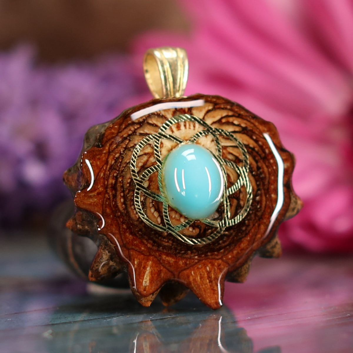 Turquoise with Gold Seed of Life – Third Eye Pinecones