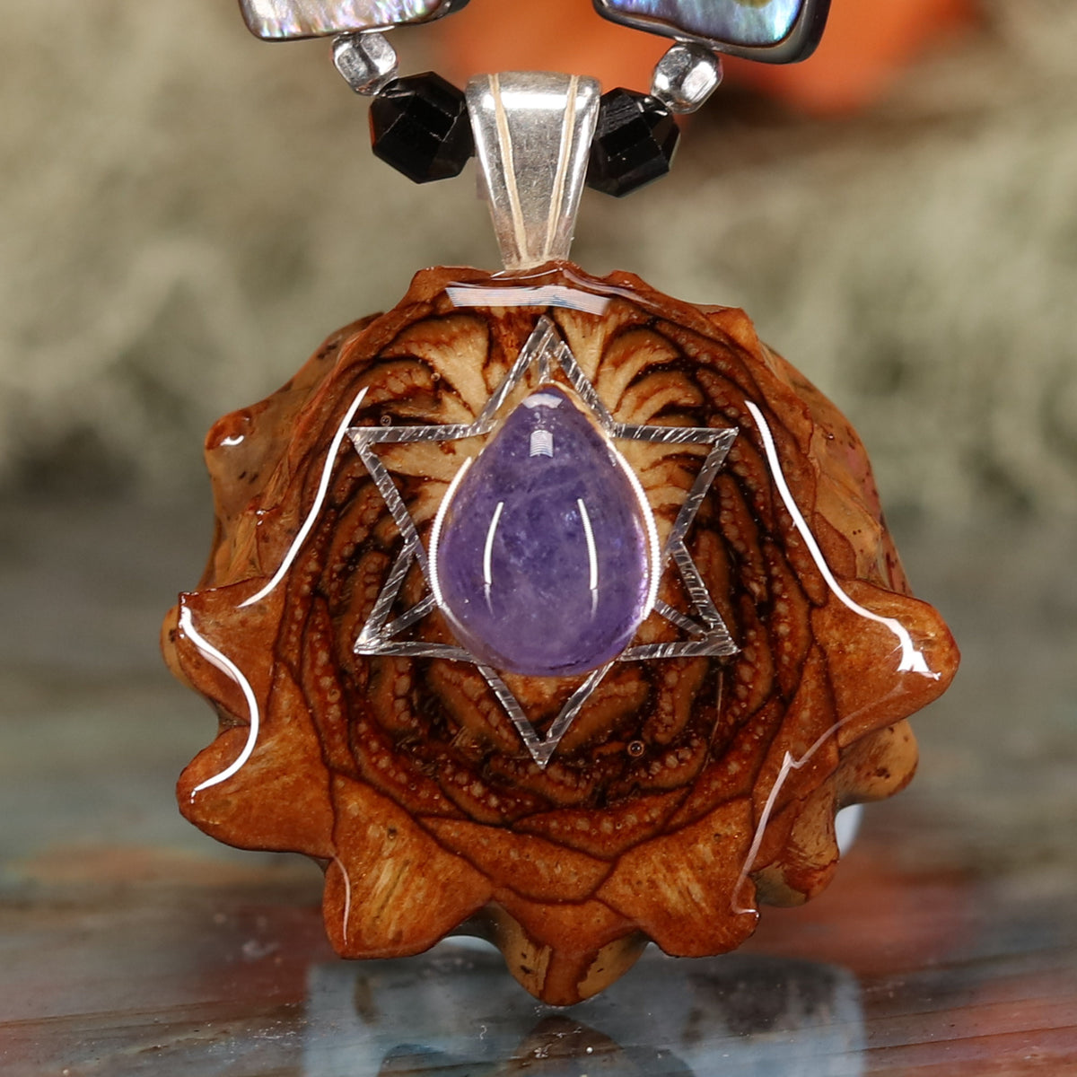 Tanzanite with Silver Merkaba Beaded Choker Necklace – Third Eye Pinecones