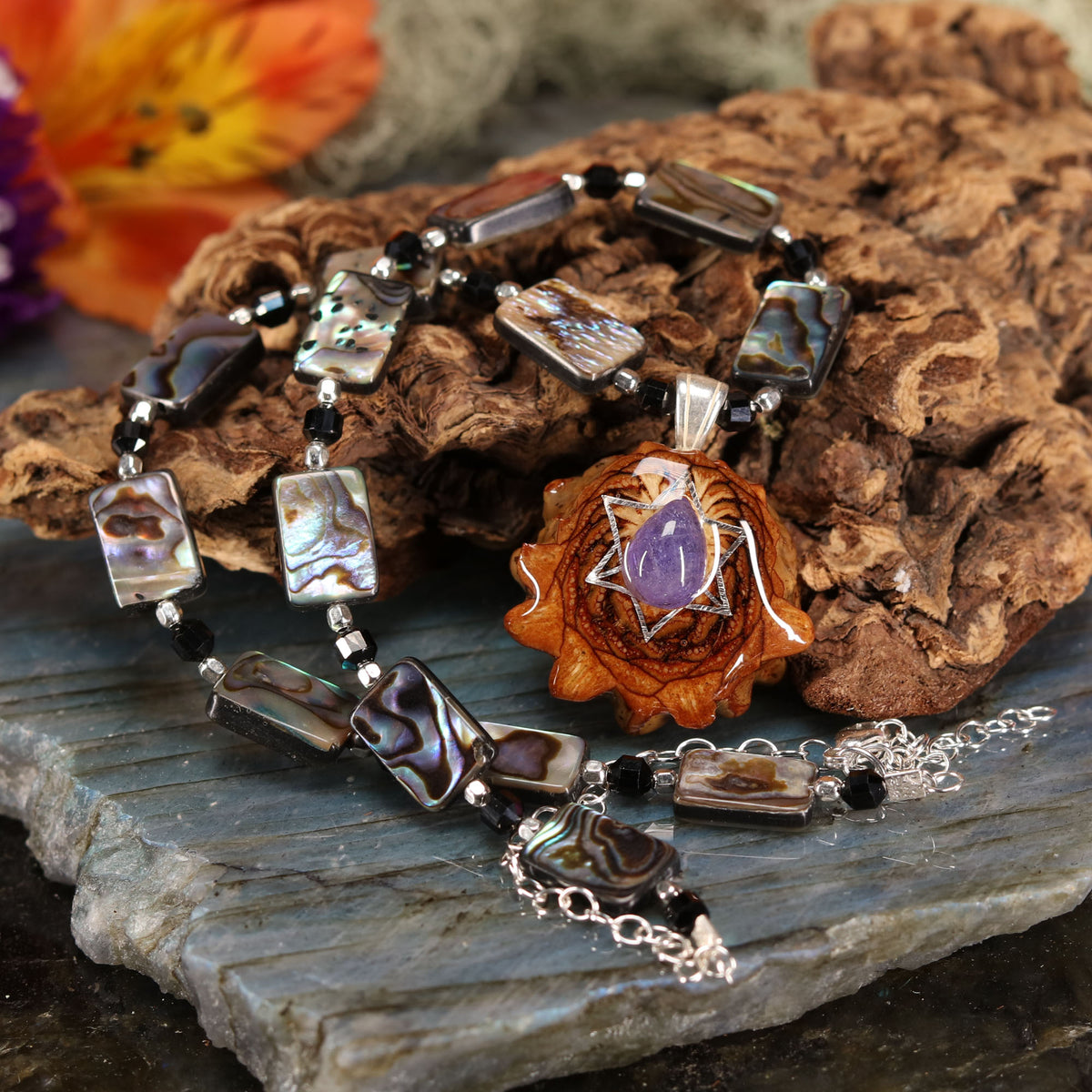 Tanzanite with Silver Merkaba Beaded Choker Necklace – Third Eye Pinecones