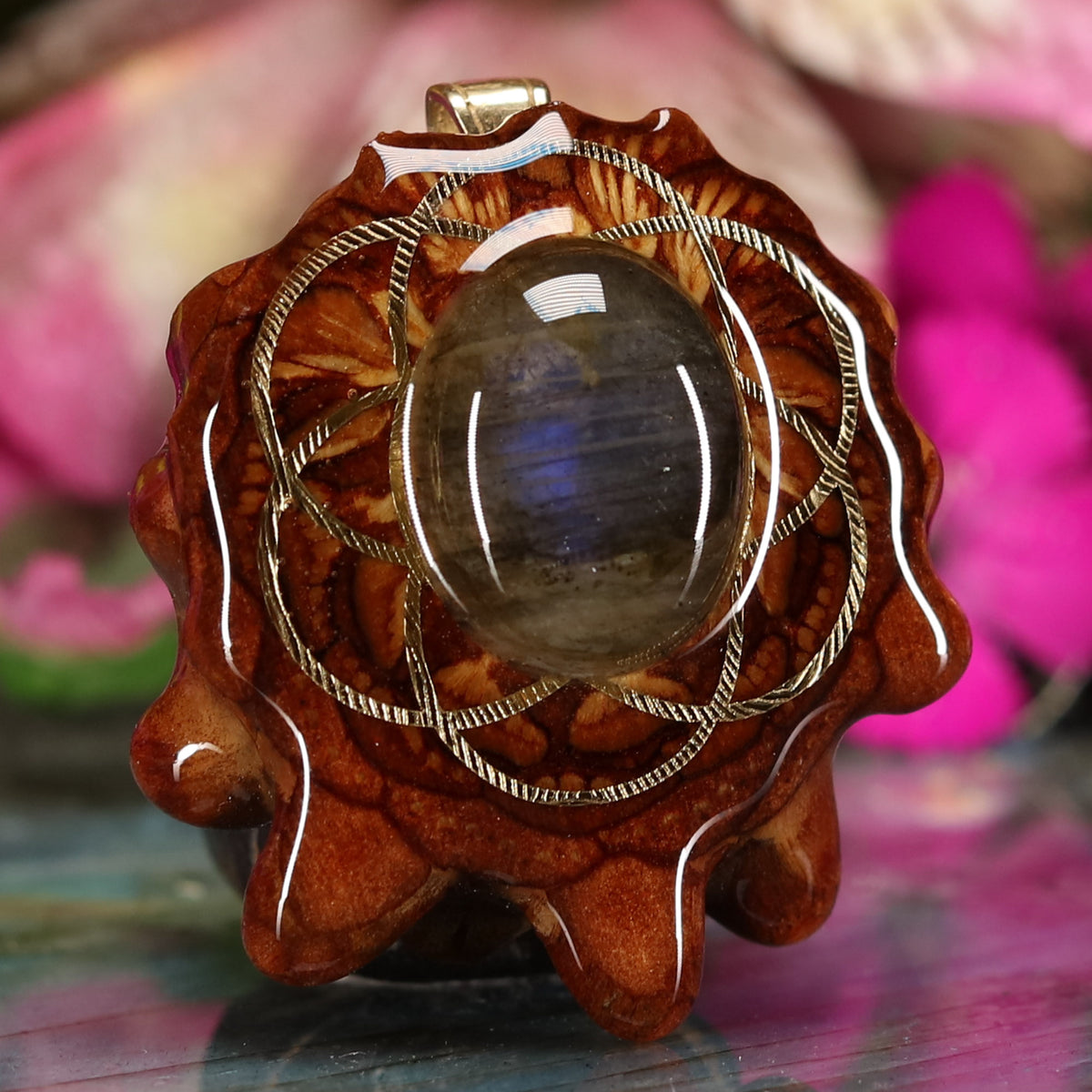 Labradorite with Gold Seed of Life – Third Eye Pinecones