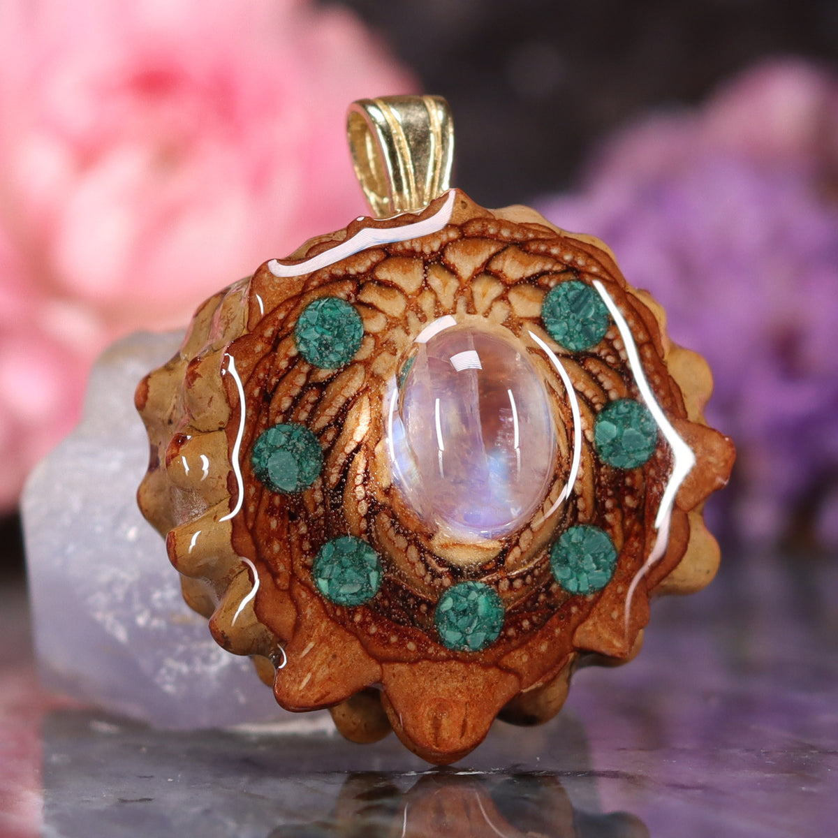 Moonstone with Multi-Glow – Third Eye Pinecones