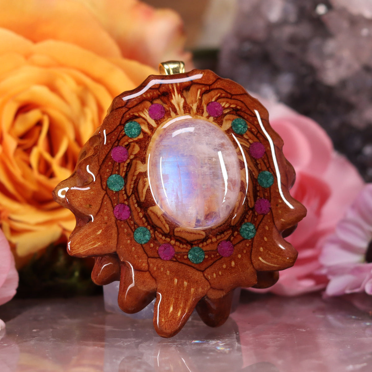 Moonstone with Multi-Glow – Third Eye Pinecones
