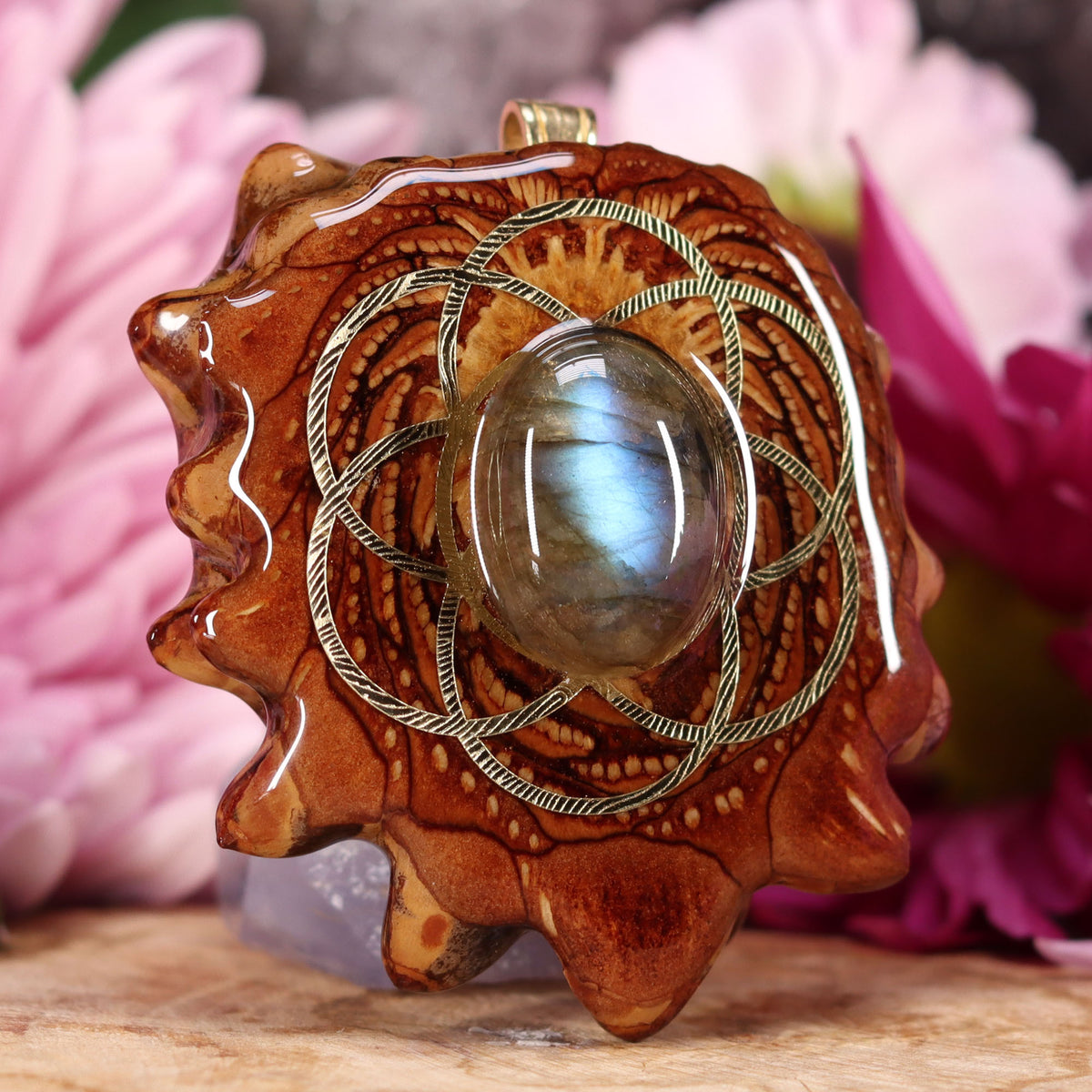 Labradorite with Gold Seed of Life – Third Eye Pinecones