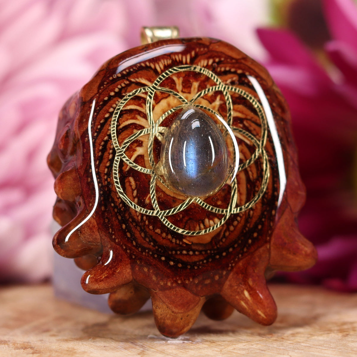 Labradorite with Gold Seed of Life – Third Eye Pinecones