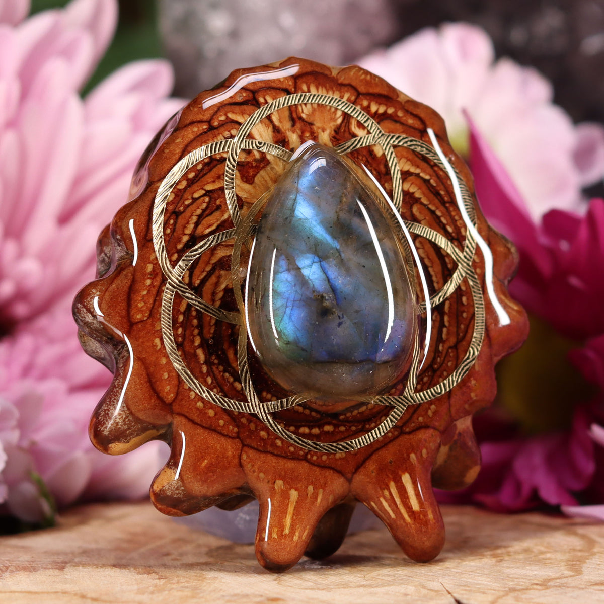Labradorite with Gold Seed of Life – Third Eye Pinecones