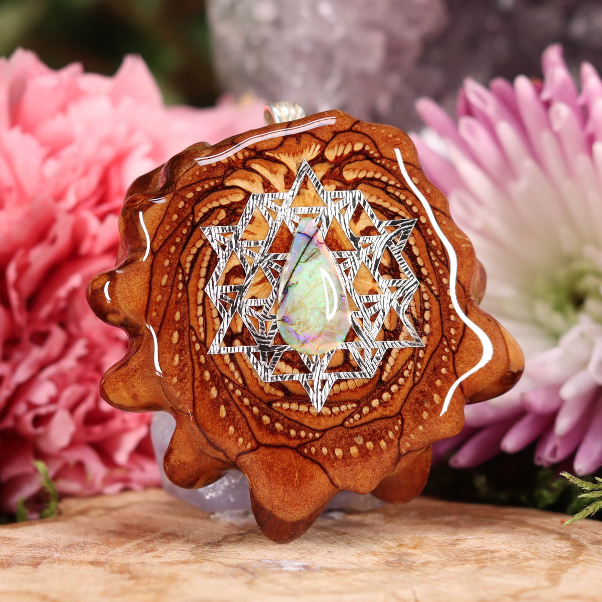 Sterling Opal with Silver 64 Star Tetrahedron – Third Eye Pinecones