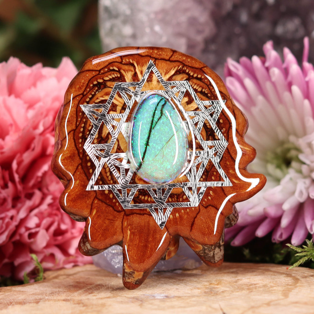 Sterling Opal with Silver 64 Star Tetrahedron – Third Eye Pinecones