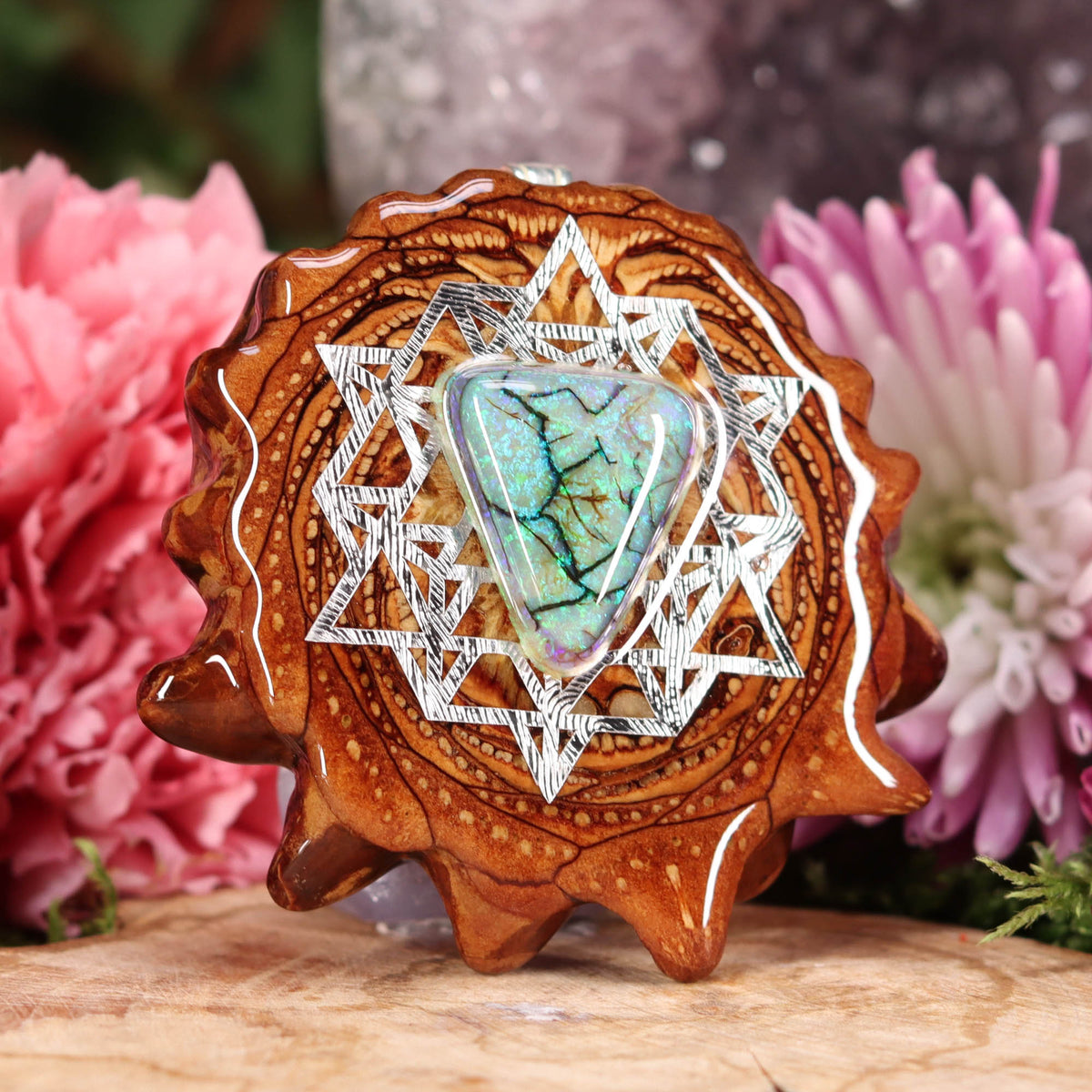 Sterling Opal with Silver 64 Star Tetrahedron – Third Eye Pinecones