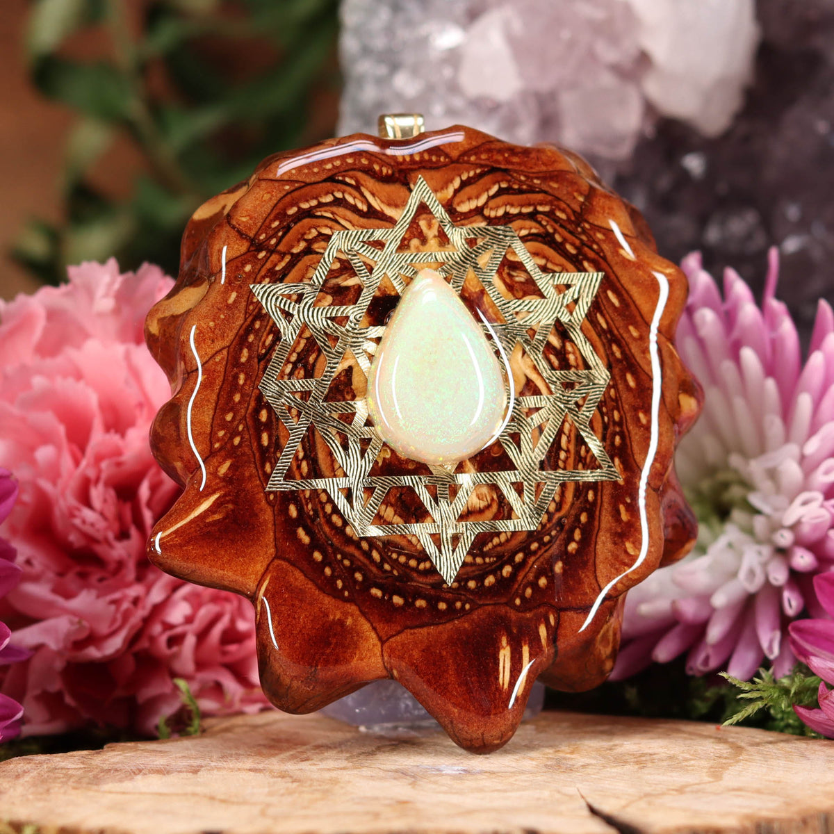 Sterling Opal with Gold 64 Star Tetrahedron – Third Eye Pinecones