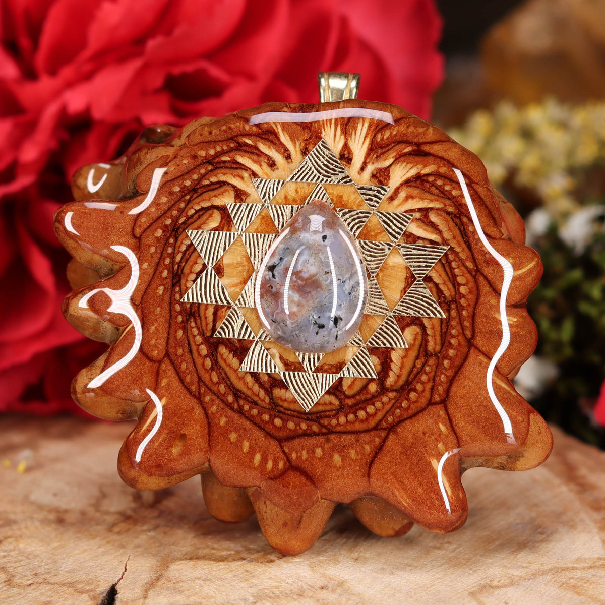 Ocean Jasper with Gold Sri Yantra – Third Eye Pinecones
