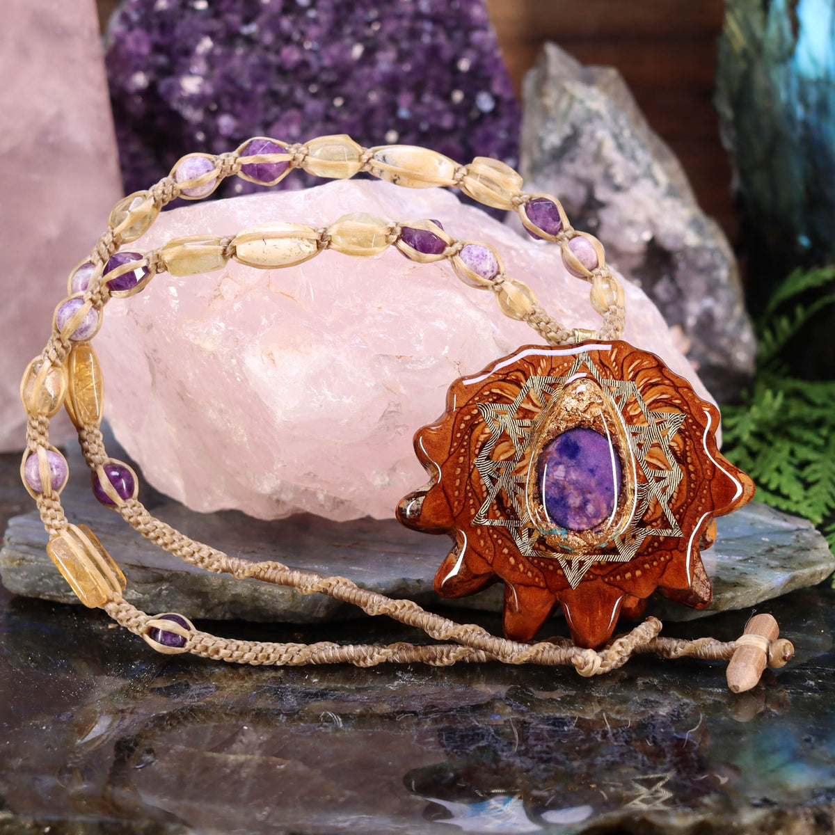 Orgonite with Charoite and Gold 64 Star Tetrahedron Sinew – Third Eye ...