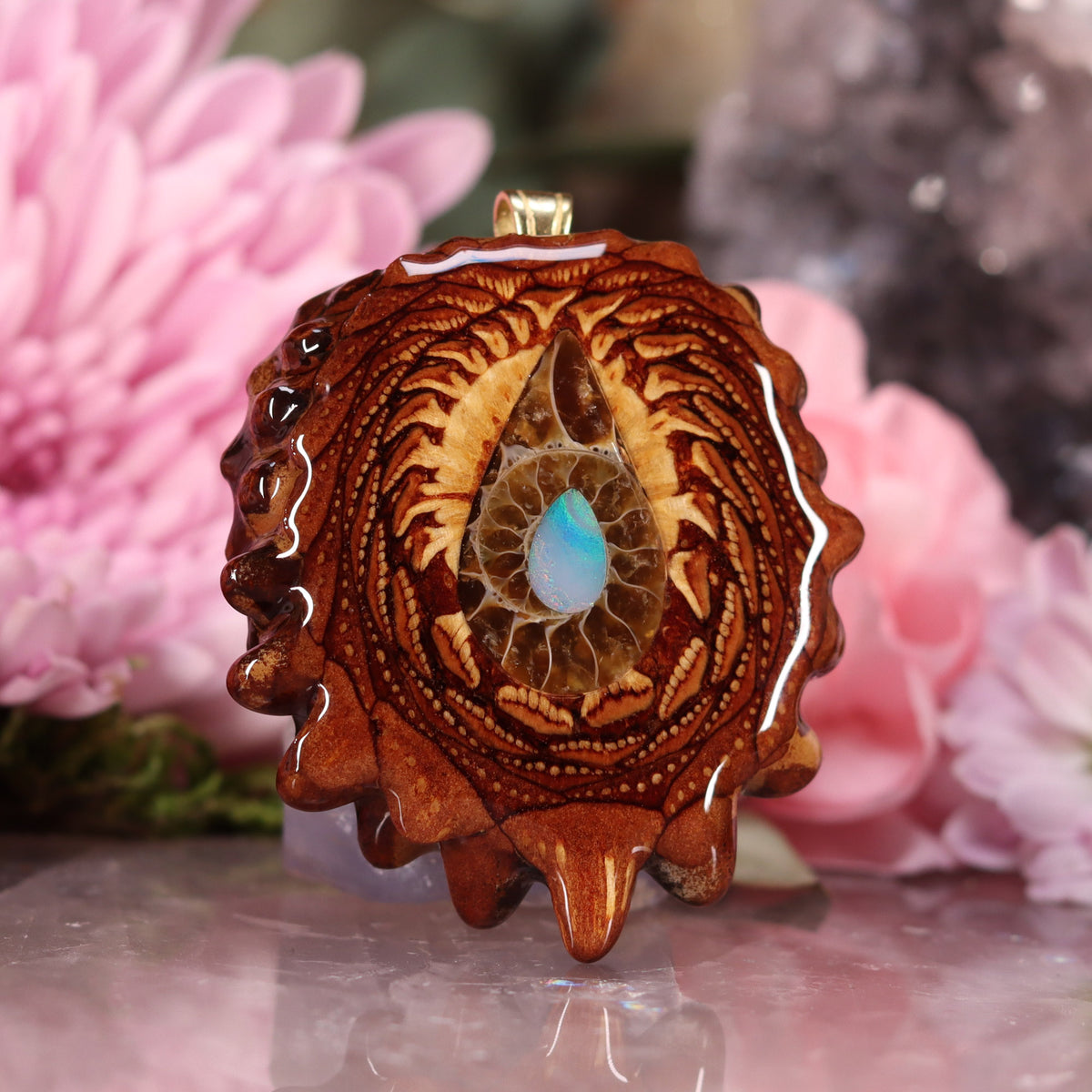Opal-Inlaid Ammonite – Third Eye Pinecones